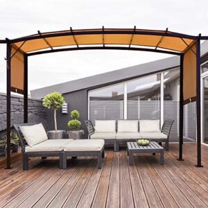 tangkula 12×9 ft outdoor pergola, patio retractable pergola with adjustable sliding sun shade canopy, heavy-duty steel frame, patio furniture sun shelter for backyard garden poolside (brown)