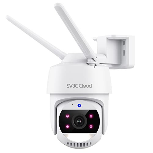 SV3C 5MP PTZ WiFi Camera Outdoor, Pan Tilt Digital Zoom Security Cameras with Spotlight, Auto Tracking, Two-Way Audio, Alexa, Color Night Vision, Sound Motion Detection, ONVIF, Cloud & SD Card Storage