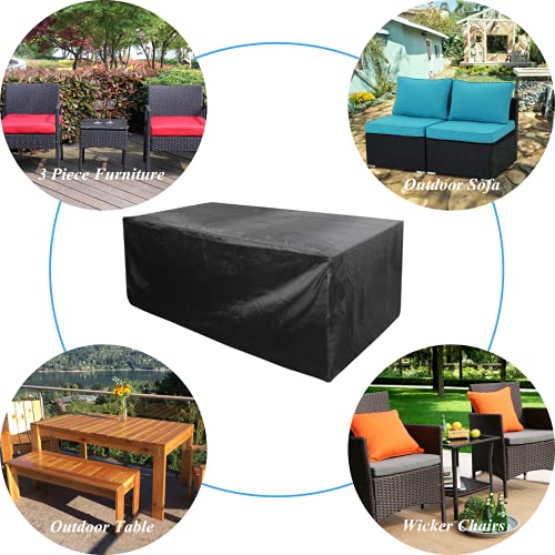 HOMEZILLIONS Patio Cover Patio Conversation Set Covers Patio Furniture Sets Covers Conversation Set Outdoor Cover for Outdoor 3 Piece Furniture Rectangular Water Proof Windproof Dust 63×26×32inch