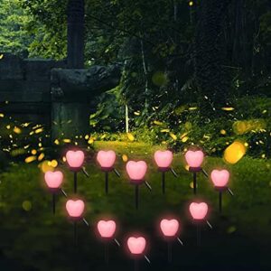 Solar Plug Christmas Lights Day Lights LED Garden Tree Stakes Solar Valentine's Decorations Outdoor Decoration & Hangs Sculpture Statue (Pink, One Size)