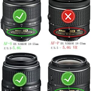 52mm Lens Cap Compatible for Nikon AF-S(Not AF-P) DX 18-55mm f3.5-5.6G ED/VR/VR II,AF(Not AF-S) Nikkor 50mm f/1.8D,AF(Not AF-S) 50mm f/1.4D[2 Pack]