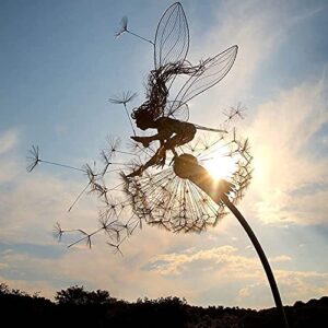 kinha fairy dandelion sculptures fairy dandelion sculptures garden stakes dramatic fairy sculptures dancing with dandelions,wind catcher for home garden patio yard decoration with standing pole