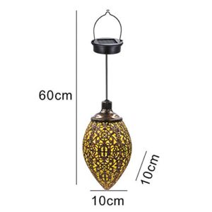 2 Pcs Hanging Solar Lights Solar-Powered Lantern LED Garden Lights Metal Lamp Waterproof for Outdoor Hanging Decor