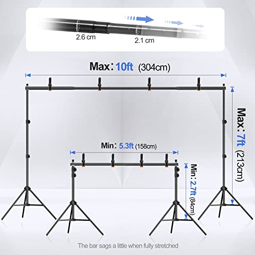 EMART Photo Video Studio 10x7Ft (WxH) Adjustable Background Stand Backdrop Support System Kit with Carry Bag