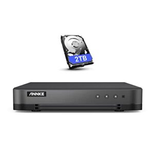 annke 16ch 1080p lite hybrid 5-in-1(tvi/ahd/cvi/cvbs/ipc) cctv dvr, h.265+ security 16 channel surveillance dvr recorder with 2 tb hard drive, easy remote access, motion detection & emile alerts