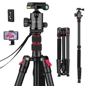 tripod for camera, victiv 81 inch professional camera tripod monopod, aluminium dslr tripod heavy duty for travel with 360 degree ball head and phone mount, compatible with canon nikon sony