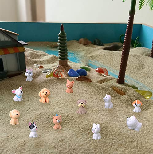 12 Pieces Resin Fairy Garden Animals, Fairy Garden Accessories, Micro Landscape Kit, Miniature Figurines, for Garden DIY, Dollhouse Decoration, Plant House Decor (Dog)