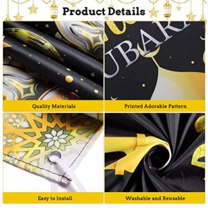 Ramadan Mubarak Decorations Backdrop Banner Muslim Ramadan Kareem Background Eid Mubarak Sign Photo Booth Backdrop Background for Home Muslim Ramadan Eid Al Fitr Party Supplies (Black)