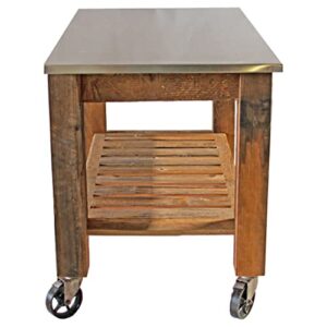 Redwood Potting Table Rolling Cart Swivel Cast Iron Wheels with Brakes Outdoor Garden Work Bench (with Hardware)