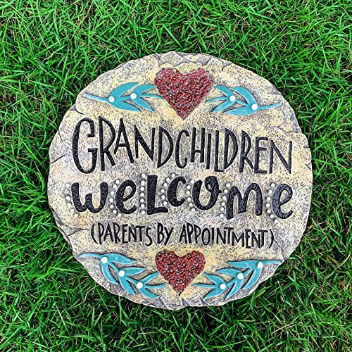 Auhafaly Home Accents Beadworks Grandchildren Grandkids Welcome Garden Stepping Garden Stone