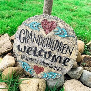 Auhafaly Home Accents Beadworks Grandchildren Grandkids Welcome Garden Stepping Garden Stone