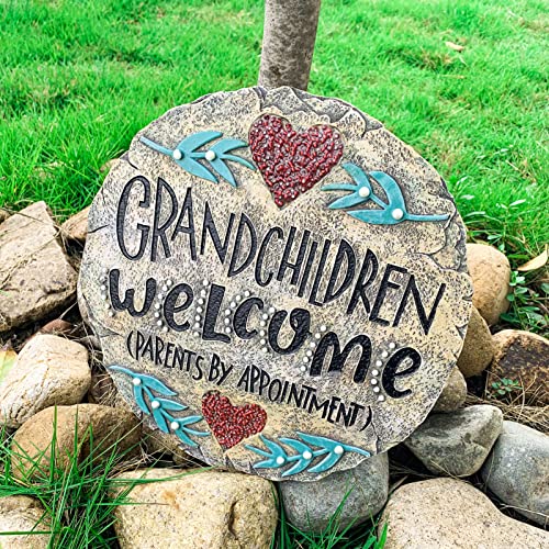 Auhafaly Home Accents Beadworks Grandchildren Grandkids Welcome Garden Stepping Garden Stone