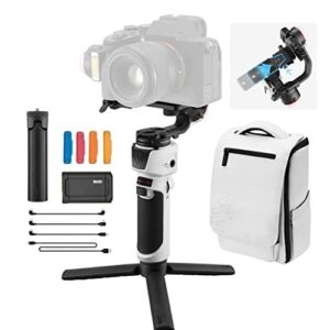 zhi yun crane m3 combo, handheld 3-axis gimbal stabilizer compatible w/ mirrorless camera smartphone action cams,tripod phone clip included