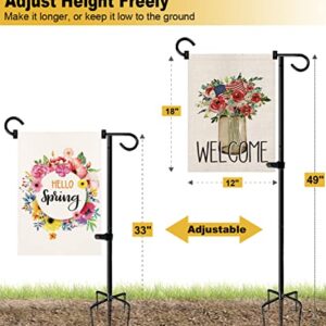 Balie Space 49 Inch Tall Garden Yard Flag Holder Stand with 5 Forked Base Fit 12 X 18 Sign Decoration, 1 Pack