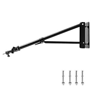 selens wall mount triangle boom arm-max length 5.9 feet/180cm , 180° flexible rotation camera wall mount for photography strobe light, ring light, umbrella softbox, reflector (black)