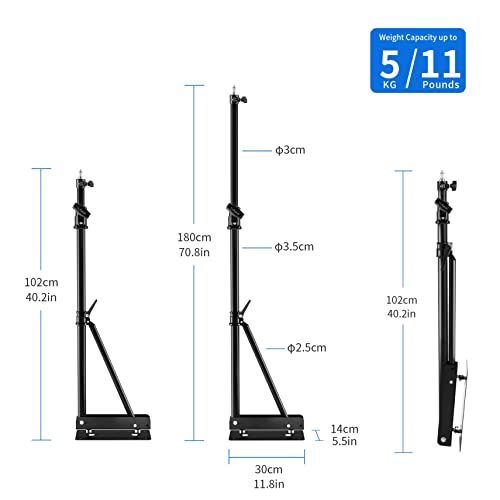 Selens Wall Mount Triangle Boom Arm-Max Length 5.9 Feet/180cm , 180° Flexible Rotation Camera Wall Mount for Photography Strobe Light, Ring Light, Umbrella Softbox, Reflector (Black)