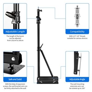 Selens Wall Mount Triangle Boom Arm-Max Length 5.9 Feet/180cm , 180° Flexible Rotation Camera Wall Mount for Photography Strobe Light, Ring Light, Umbrella Softbox, Reflector (Black)