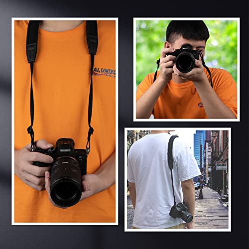 Mirrorless Camera Neck Strap Shoulder Belt for Sony ZV-E10 A7C A6600 A6500 A6400 A7 IV III A7R V IV A7S III A9 II Fujifilm X-T5 X-T4 X-T30 II Nikon Z30 Z50 Canon M50 M6 M5 Mark II -Black