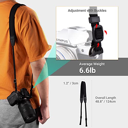 Mirrorless Camera Neck Strap Shoulder Belt for Sony ZV-E10 A7C A6600 A6500 A6400 A7 IV III A7R V IV A7S III A9 II Fujifilm X-T5 X-T4 X-T30 II Nikon Z30 Z50 Canon M50 M6 M5 Mark II -Black