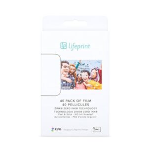 lifeprint 40 pack of film for lifeprint augmented reality photo and video printer. 3×4.5 zero ink sticky backed film