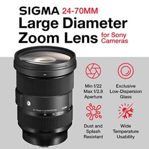 Sigma 24-70mm F2.8 Art for Sony Camera Bundle with Sony 24-70 Sigma Lens, Lens Front and Rear Caps, Lens Hood, Lens Case, 2X 128GB SanDisk Memory Cards (7 Items) - Sigma 24-70mm