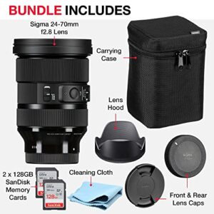 Sigma 24-70mm F2.8 Art for Sony Camera Bundle with Sony 24-70 Sigma Lens, Lens Front and Rear Caps, Lens Hood, Lens Case, 2X 128GB SanDisk Memory Cards (7 Items) - Sigma 24-70mm