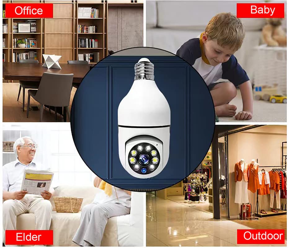 2022 New Light Bulb Camera, Wireless WiFi Full HD 5MP Security Light Bulb Camera, 360 Panoramic IP Camera, 1080P 2.4GHz Indoor Outdoor WiFi Camera with Real-time Motion Detection, Alerts, Night Vision