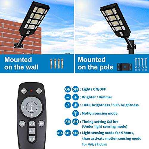 SUN NEED Solar Street Lights,400W Solar Street Lights Outdoor Dusk to Dawn 40000 Lumens Motion Sensor with Remote Control IP67 Waterproof Solar Outdoor Lights for Parking lot,Garden,Backyard (2 Pack)