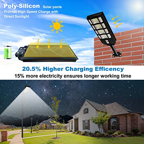 SUN NEED Solar Street Lights,400W Solar Street Lights Outdoor Dusk to Dawn 40000 Lumens Motion Sensor with Remote Control IP67 Waterproof Solar Outdoor Lights for Parking lot,Garden,Backyard (2 Pack)