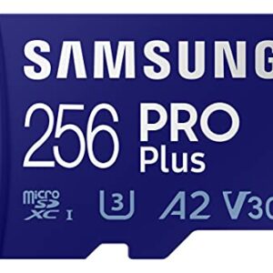 SAMSUNG PRO Plus + Adapter 256GB microSDXC Up to 160MB/s UHS-I, U3, A2, V30, Full HD & 4K UHD Memory Card for Android Smartphones, Tablets, Go Pro and DJI Drone (MB-MD256KA/AM)