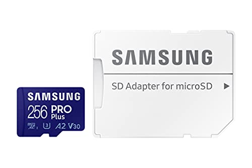 SAMSUNG PRO Plus + Adapter 256GB microSDXC Up to 160MB/s UHS-I, U3, A2, V30, Full HD & 4K UHD Memory Card for Android Smartphones, Tablets, Go Pro and DJI Drone (MB-MD256KA/AM)