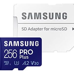 SAMSUNG PRO Plus + Adapter 256GB microSDXC Up to 160MB/s UHS-I, U3, A2, V30, Full HD & 4K UHD Memory Card for Android Smartphones, Tablets, Go Pro and DJI Drone (MB-MD256KA/AM)