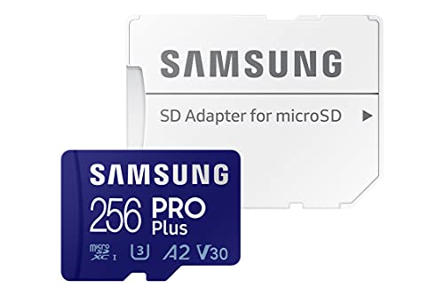 SAMSUNG PRO Plus + Adapter 256GB microSDXC Up to 160MB/s UHS-I, U3, A2, V30, Full HD & 4K UHD Memory Card for Android Smartphones, Tablets, Go Pro and DJI Drone (MB-MD256KA/AM)