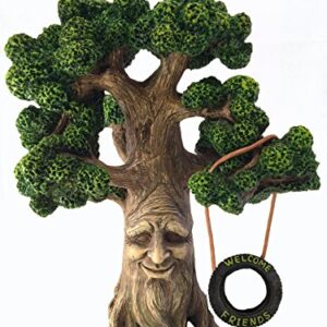 Fairy and Garden Gnome Tree - Enchanted Grandpa Miniature Tree with Removable Glow in The Dark Welcome Sign for Fairies and Lawn Gnomes