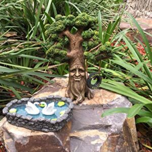 Fairy and Garden Gnome Tree - Enchanted Grandpa Miniature Tree with Removable Glow in The Dark Welcome Sign for Fairies and Lawn Gnomes