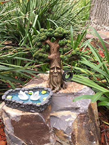 Fairy and Garden Gnome Tree - Enchanted Grandpa Miniature Tree with Removable Glow in The Dark Welcome Sign for Fairies and Lawn Gnomes