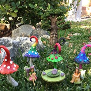 Fairy and Garden Gnome Tree - Enchanted Grandpa Miniature Tree with Removable Glow in The Dark Welcome Sign for Fairies and Lawn Gnomes