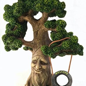 Fairy and Garden Gnome Tree - Enchanted Grandpa Miniature Tree with Removable Glow in The Dark Welcome Sign for Fairies and Lawn Gnomes