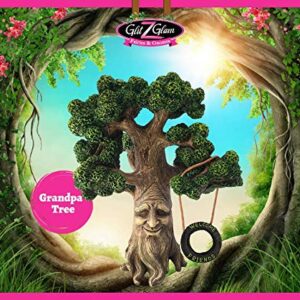 Fairy and Garden Gnome Tree - Enchanted Grandpa Miniature Tree with Removable Glow in The Dark Welcome Sign for Fairies and Lawn Gnomes