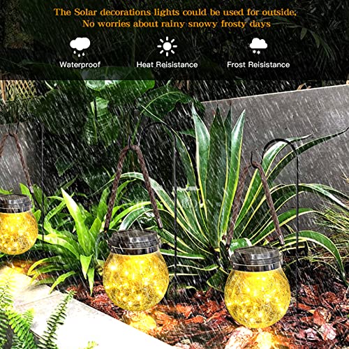 XRR Solar Lantern, 2 Pack 30 LED Halloween Christmas Outdoor Hanging Lanterns Waterproof Solar Lights Garden Decor Decorative Backyard Solar Lanterns for Backyard Fence Pathway (Warm White)