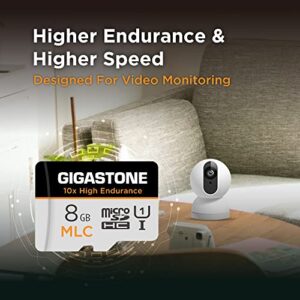 [10x High Endurance] Gigastone Industrial 8GB 5-Pack MLC Micro SD Card, Full HD Video Recording, Security Cam, Dash Cam, Surveillance Compatible 85MB/s, U1 C10, with Adapter [5-Yrs Free Data Recovery]