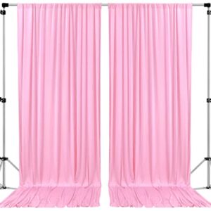 AK TRADING 10 feet x 10 feet Polyester Backdrop Drapes Curtains Panels with Rod Pockets - Wedding Ceremony Party Home Window Decorations - Pink (DRAPE-5x10-PINK), 5FT x 10FT