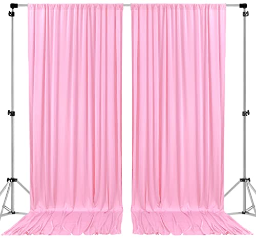 AK TRADING 10 feet x 10 feet Polyester Backdrop Drapes Curtains Panels with Rod Pockets - Wedding Ceremony Party Home Window Decorations - Pink (DRAPE-5x10-PINK), 5FT x 10FT