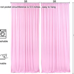 AK TRADING 10 feet x 10 feet Polyester Backdrop Drapes Curtains Panels with Rod Pockets - Wedding Ceremony Party Home Window Decorations - Pink (DRAPE-5x10-PINK), 5FT x 10FT