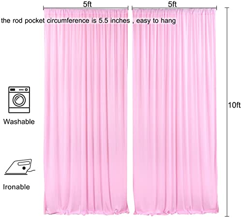 AK TRADING 10 feet x 10 feet Polyester Backdrop Drapes Curtains Panels with Rod Pockets - Wedding Ceremony Party Home Window Decorations - Pink (DRAPE-5x10-PINK), 5FT x 10FT