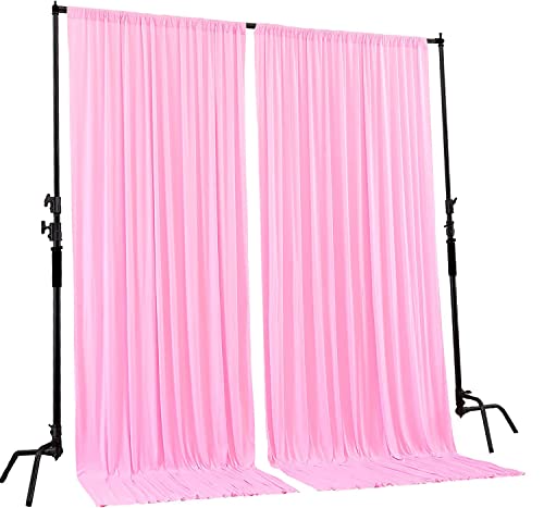 AK TRADING 10 feet x 10 feet Polyester Backdrop Drapes Curtains Panels with Rod Pockets - Wedding Ceremony Party Home Window Decorations - Pink (DRAPE-5x10-PINK), 5FT x 10FT