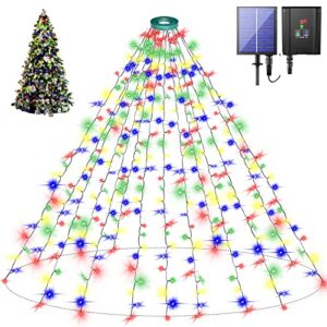 eoako christmas tree decorations lights outdoor – 350 led 6.7ft x 14 lines 8 modes solar powered christmas string lights waterproof for christmas tree, new year, holiday decor multicolor