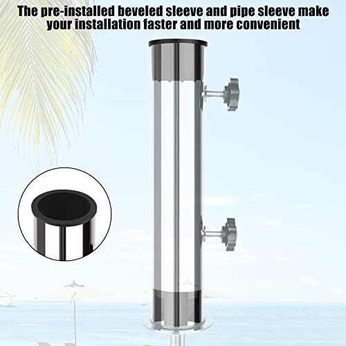 Outdoor Patio Umbrella Base Stand, Stainless Steel Patio Umbrella Stand Marble Flag Pole Holder Heavy Duty Granite Umbrella Stand for Yard, Garden, Deck, Backyard and Balcony (for Dia.1.25"-1.9")