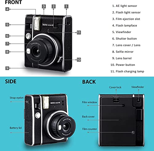 Fujifilm Instax Mini 40 Instant Camera Black with Fujifilm Twin Pack instax Mini Film (20 Sheets) and NeeGo Instax Photo Album