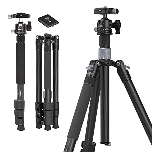 SmallRig 62.2" Carbon Fiber Tripod with Center Column, Travel Lightweight Tripods & Detachable Monopod, 360° Ball Head, Quick Release Plate, Load up to 26.5 lbs/12 kg-4059